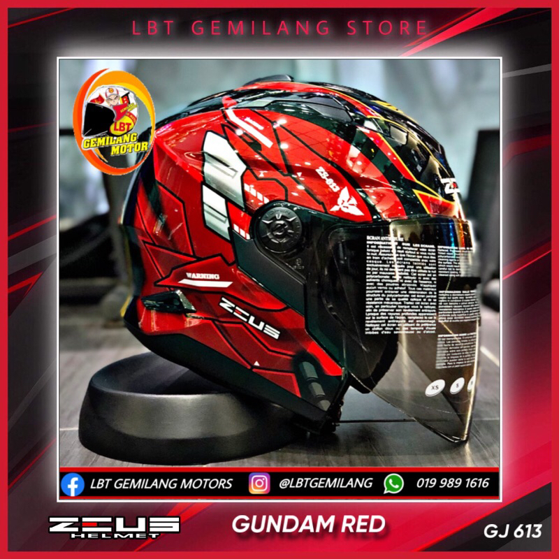 ZEUS Helmets LH-613 [GUNDAM RED] V2.0 | Shopee Malaysia
