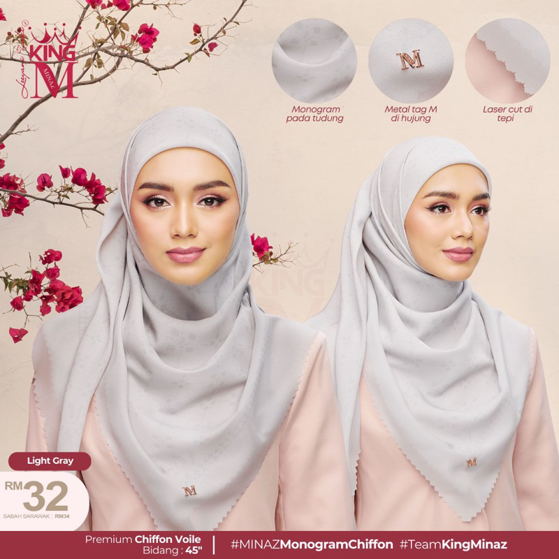💥 READYSTOCK 💥 TUDUNG MINAZ CHIFFON MONOGRAM CANTIK MURAH | Shopee Malaysia