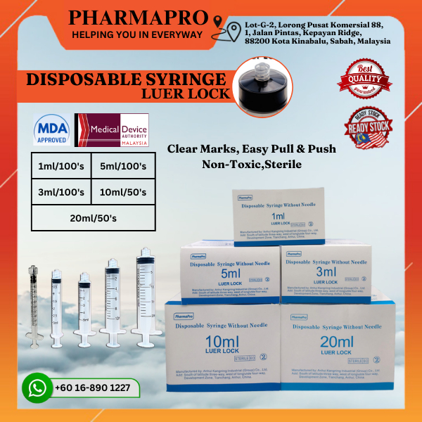 Disposable Syringe Luer Lock 1ml/3ml/5ml/10ml/20ml | Shopee Malaysia