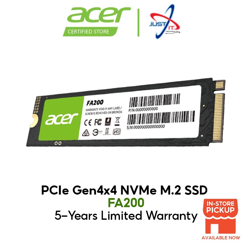 ACER FA200 PCIe Gen4x4 NVMe M.2 SSD ( 500GB / 1TB / 2TB / 4TB) | Shopee ...
