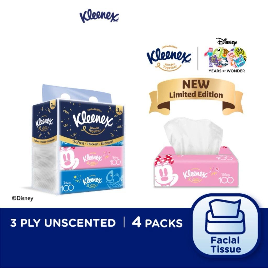KLEENEX Wonder Together Facial Tissue Soft Pack 3ply x 100 Sheets x 4 ...