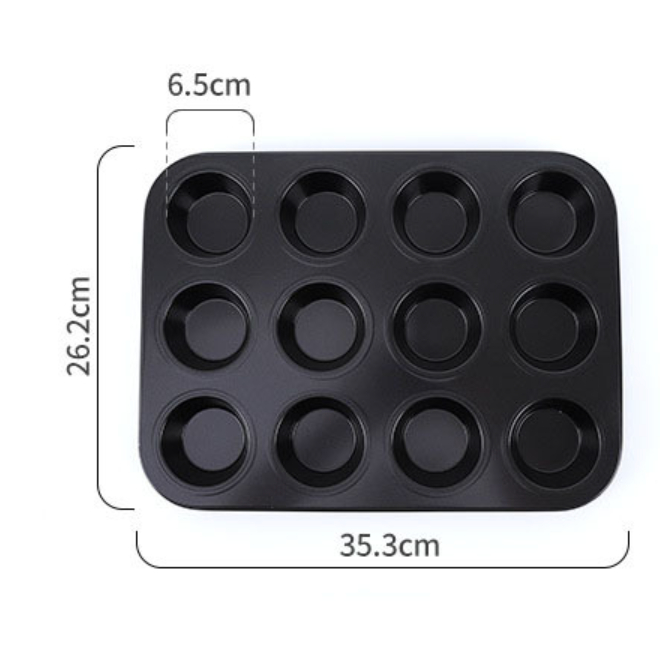 Black Gold Colour Bakeware Cake Mould 6/12 Holes Non-Stick Mini Muffin ...