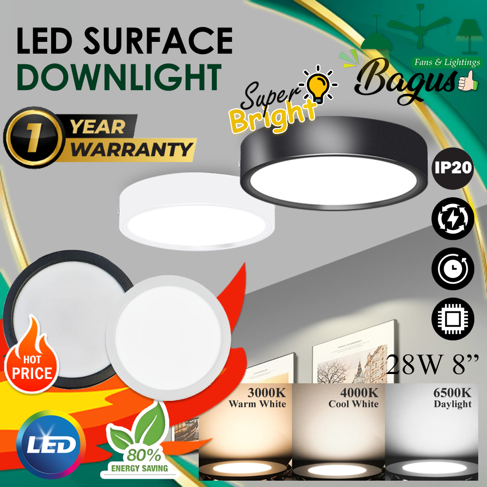 LED Surface Downlight - 28W 8" Round | Panel Lamp Ceiling Light | Lampu ...