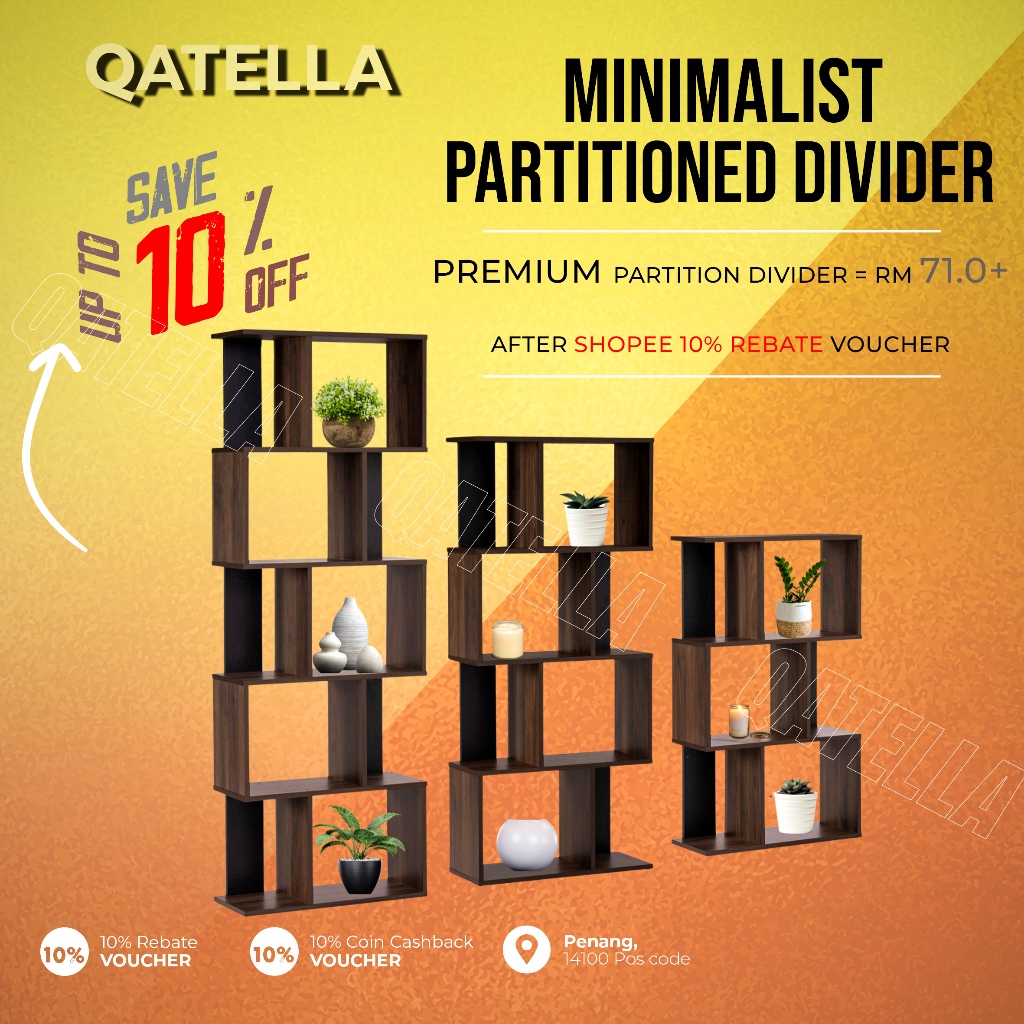 Qatella ALASKA Partition Divider Bookshelf Display Rack Bookcase Book ...