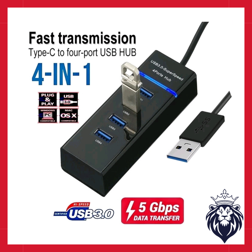 120cm USB HUB 3.0 5Gbps Splitter 4 Ports Adapter Fast Data Transfer USB ...