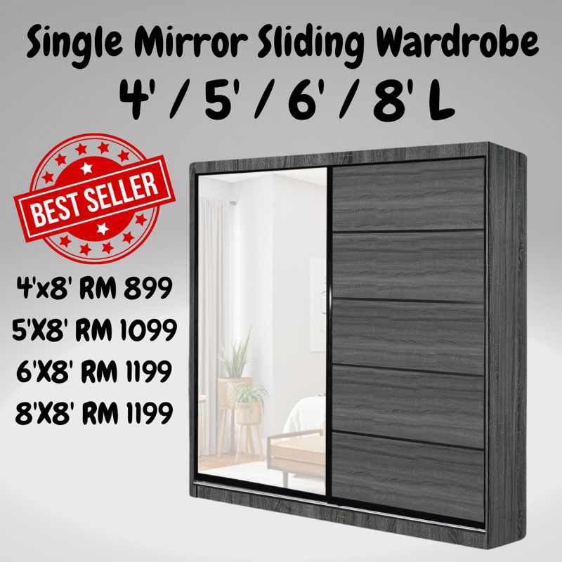 8’ Height Sliding Wardrobe / 8 kaki tinggi Almari Baju | Shopee Malaysia