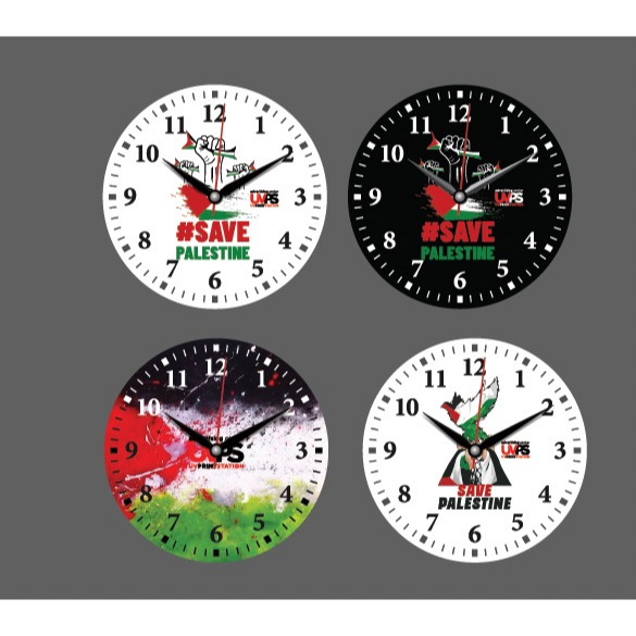 Jam Dinding design Palestine. Jam dinding bentu bulat, guna bateri 2A ...