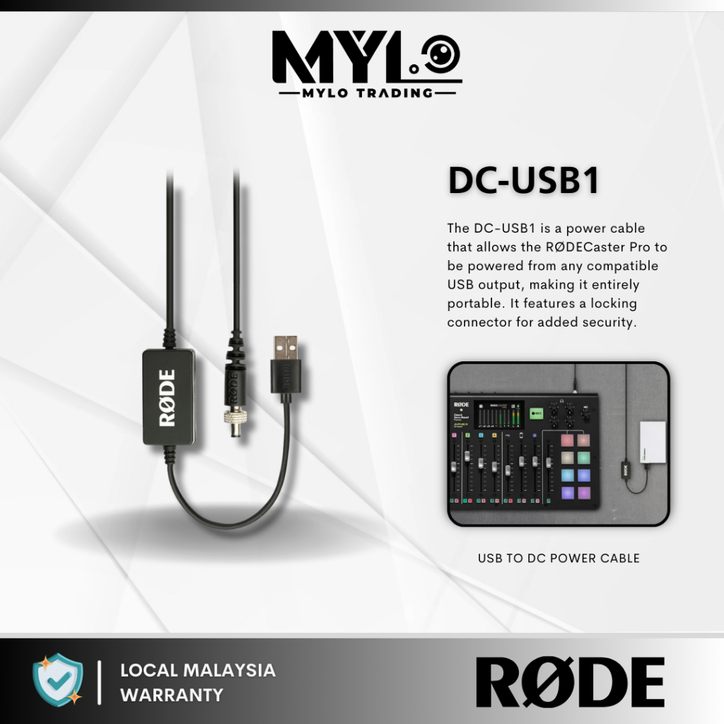 Rode DC-USB1 Power Cable for RODECaster Pro with Locking Connector ...