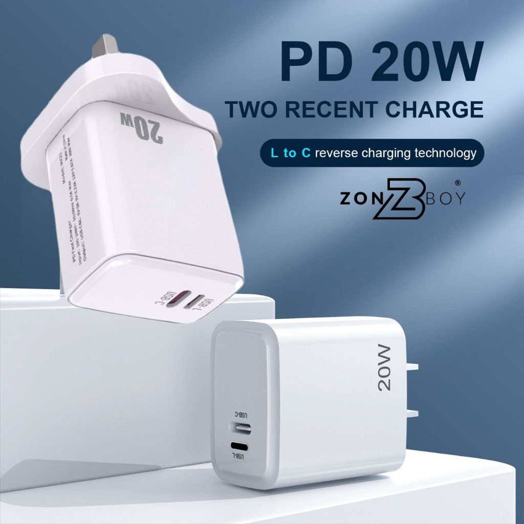 20W UK Plug Type C Fast Charging Travel Adapter 2 in 1 PD QC Multi USB ...