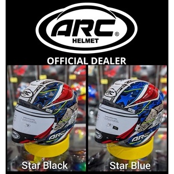 💯 Original Helmet ARC Ritz AR4 star Black and Blue | Shopee Malaysia