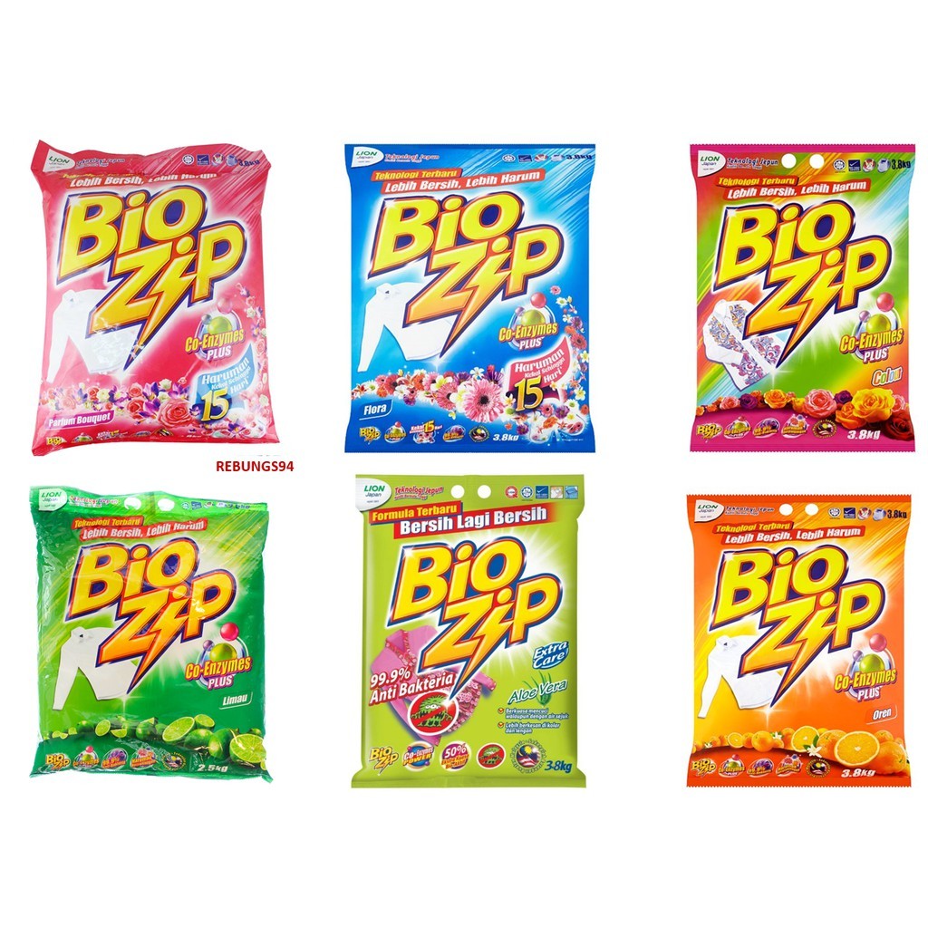 BIO ZIP Detergent Powder 2.3kg (ASST FLAVOUR) | Shopee Malaysia