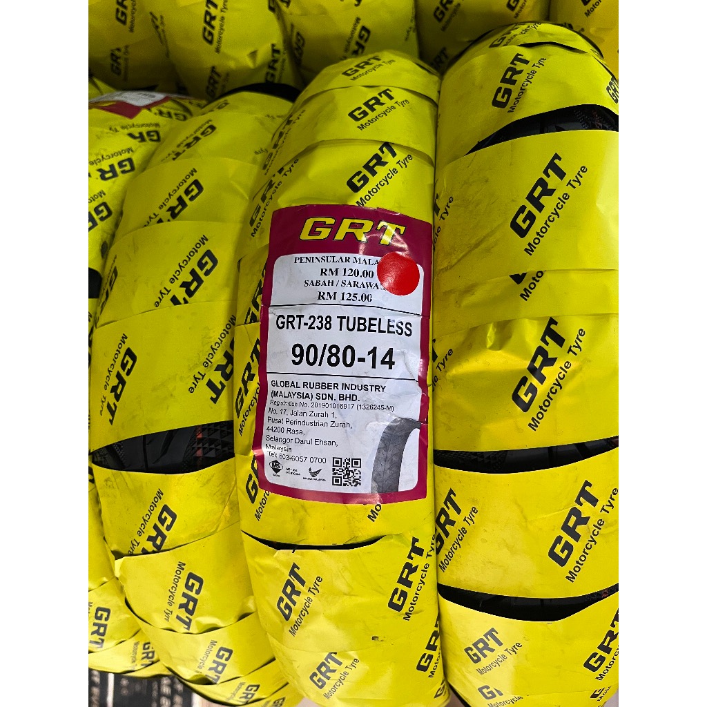 GRT Motorcycle Tubeless/Tubetype Tyre GRT238 Motor Tube Type Tayar 250 ...