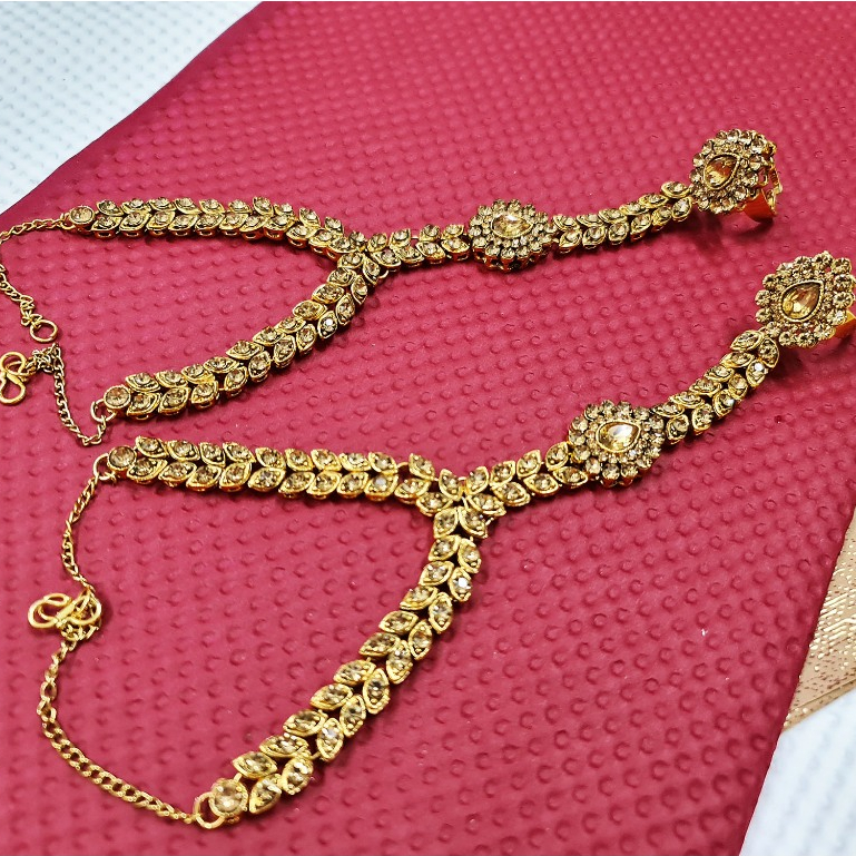 Elegant Gold Plated Ring Bracelets Hand Harness Hathphool | Shopee Malaysia