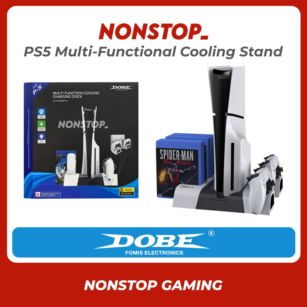 DOBE PS5 Multi-Functional Cooling Stand Dual Charging Dock Charge Station Cooling Fan TP5-3536B ...