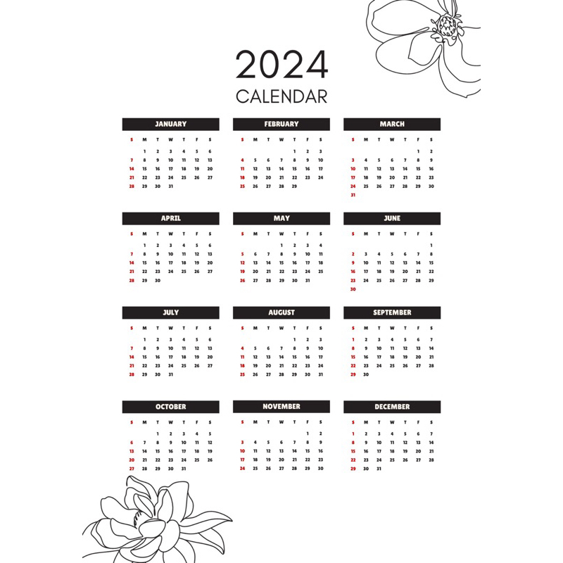2024 Calendar Template Minimalist Design | Shopee Malaysia