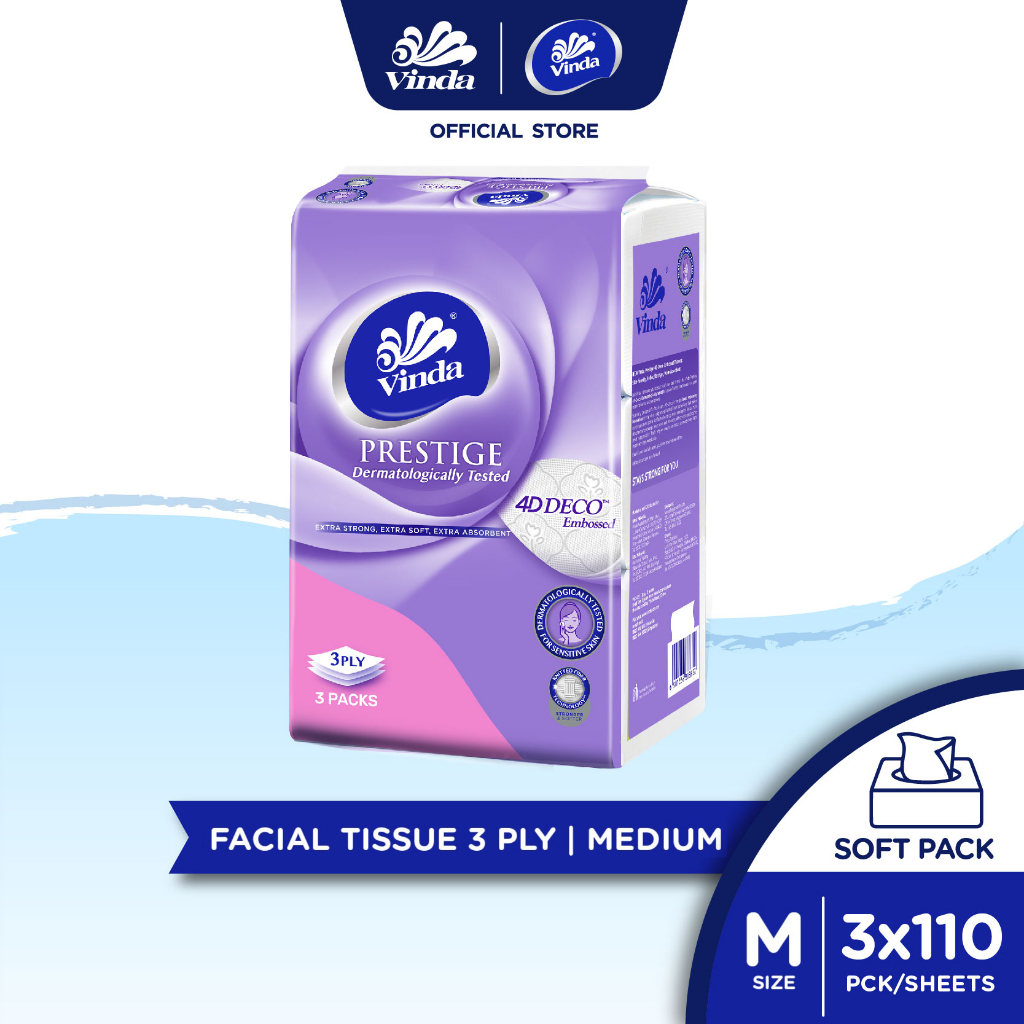 Vinda Prestige 4D Deco Embossed Facial Tissue (3 x 110s) | Shopee Malaysia