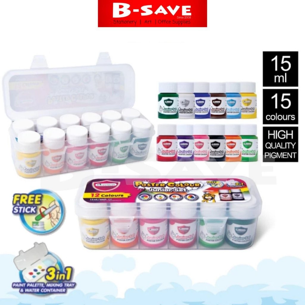 Master Art Poster Colour Set 15 ml x 12 Colours (Plastic Box) | Shopee ...