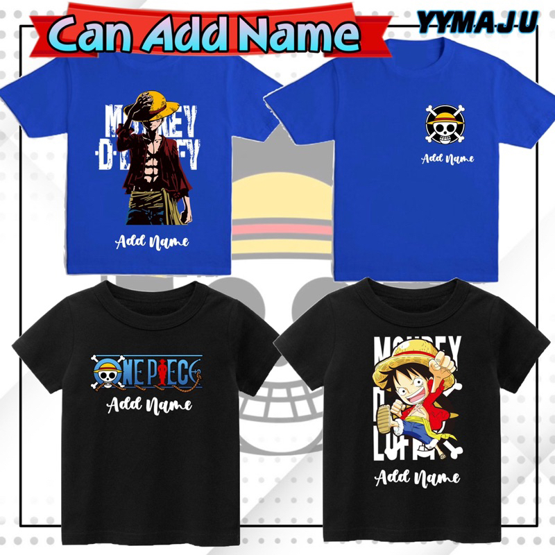 Luffy one Pc anime cartoon t-shirt with custom add name | Shopee Malaysia