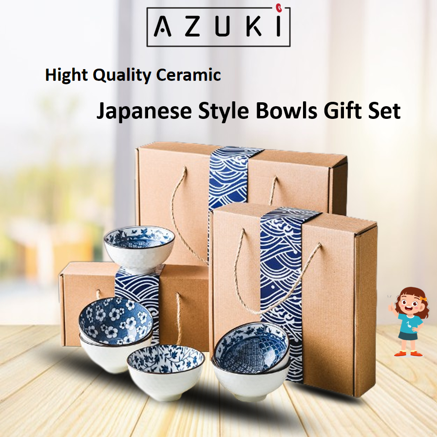 AZUKI Japanese Style Ceramic Dinnerware Gift Set With Box Bowl Set ...