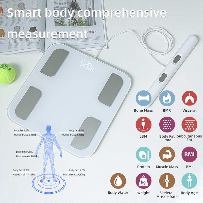 Lepu Professional Body Fat Scale with Eight Electrodes Bluetooth Body ...