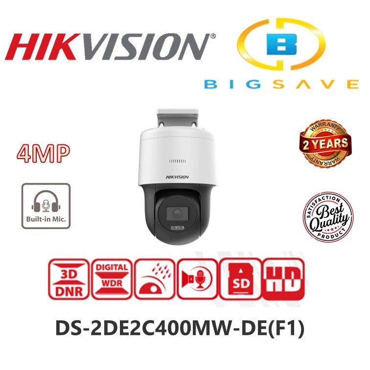 HIKVISION 4MP DS-2DE2C400MW-DE(F1) 2-INCH 4 MP IR MINI PT DOME NETWORK CAMERA | Shopee Malaysia