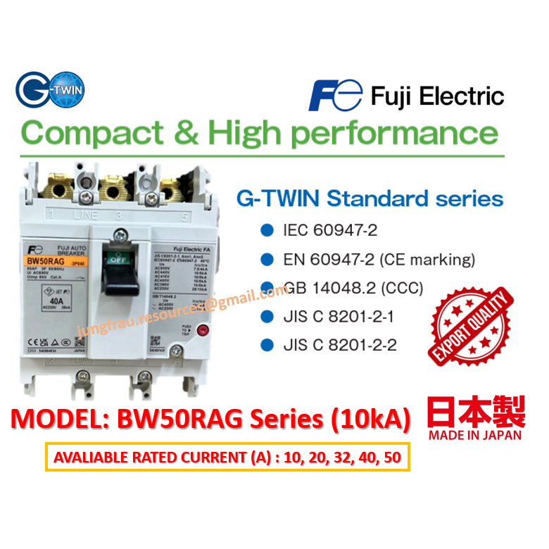 FUJI ELECTRIC (MCCB) Moulded Case Circuit Breaker 3 Pole (BW50RAG) 10kA ...