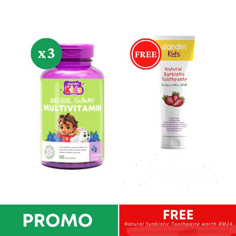 JARDIN KIDS MULTIVITAMIN 30GUMMIES x 3 (FREE JARDIN KIDS TOOTHPASTE ...