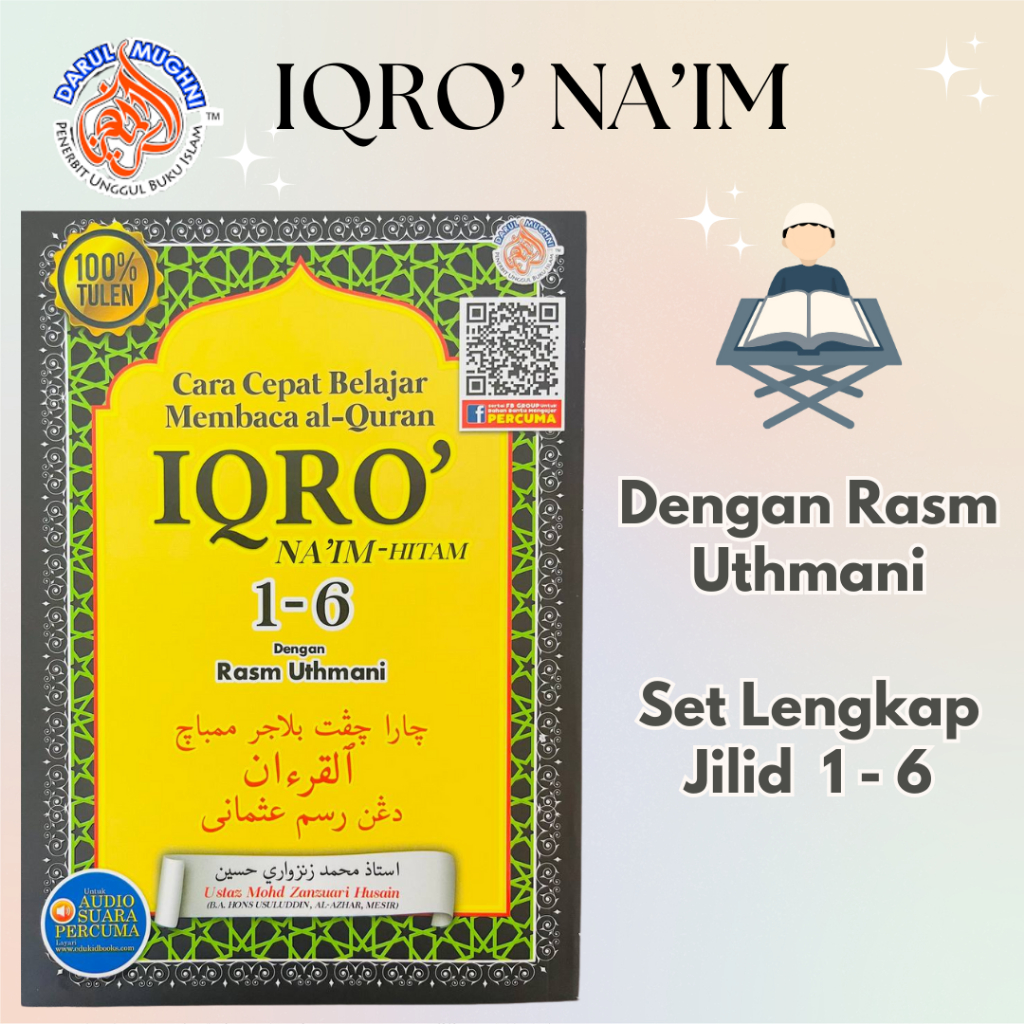 Iqra (IQRO NAIM HITAM) - Buku Iqra - Iqra 1 6 Set Lengkap - Iqra Kanak ...