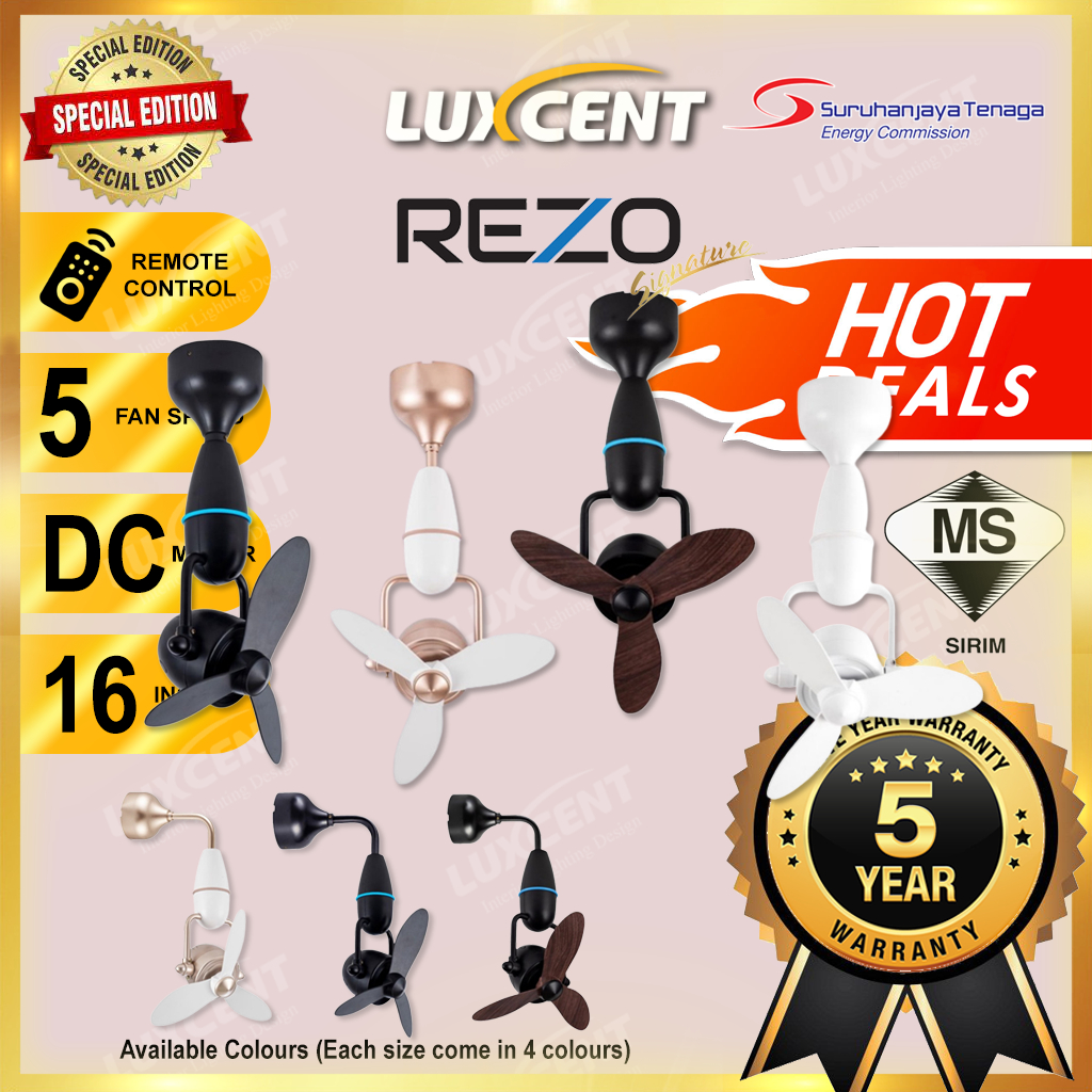 [SIRIM] REZO Elise 16 Inches 3 Blades Remote Control DC Motor 5 Speed ...