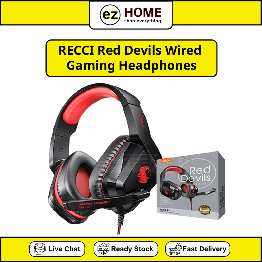 RECCI Red Devils Wired Gaming Headphones Earphones Headset (REP-L23 ...