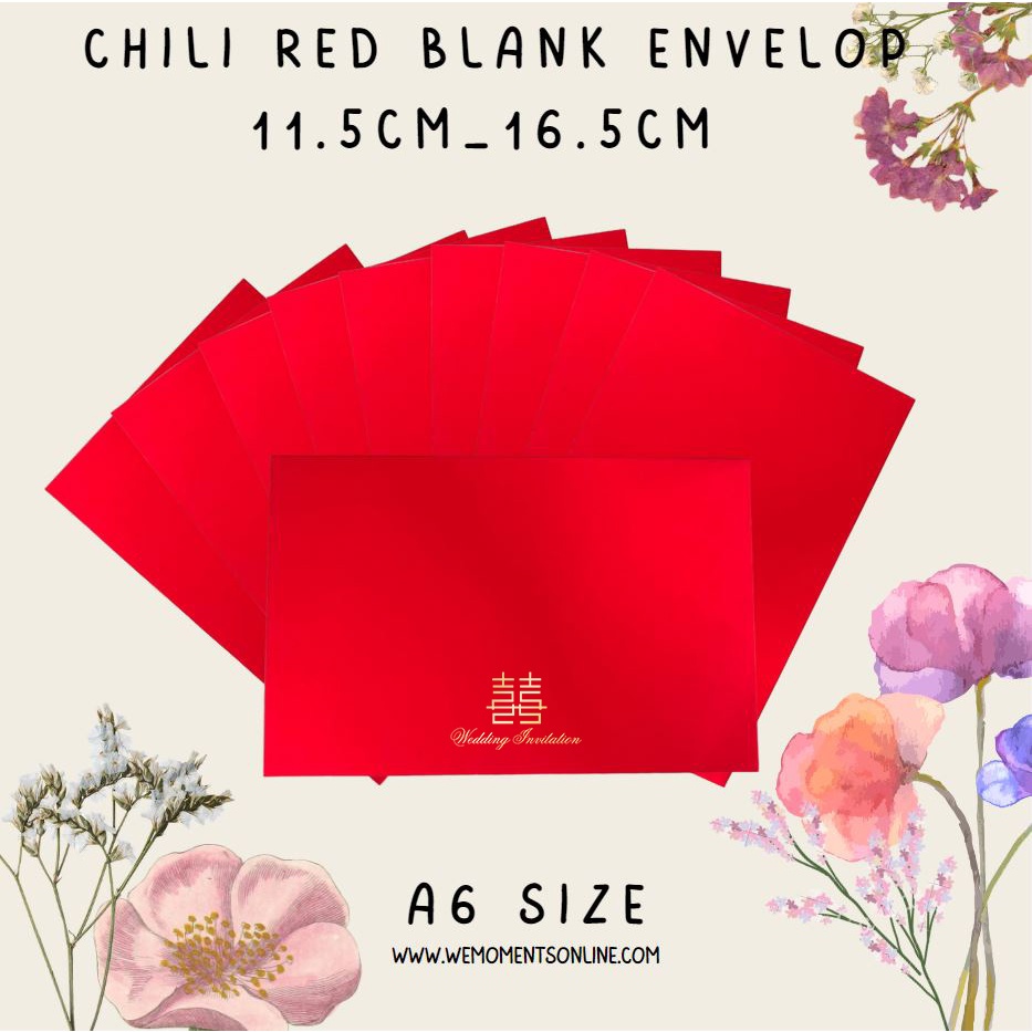 20; 50;100pcs|A6-Xi Chili Red Envelope|Sampul Merah A6| A6 辣椒红色信封11.5cm ...