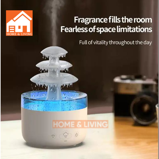 Rain Humidifier Atmosphere Light with USB Cable Essential Oil Diffuzer ...