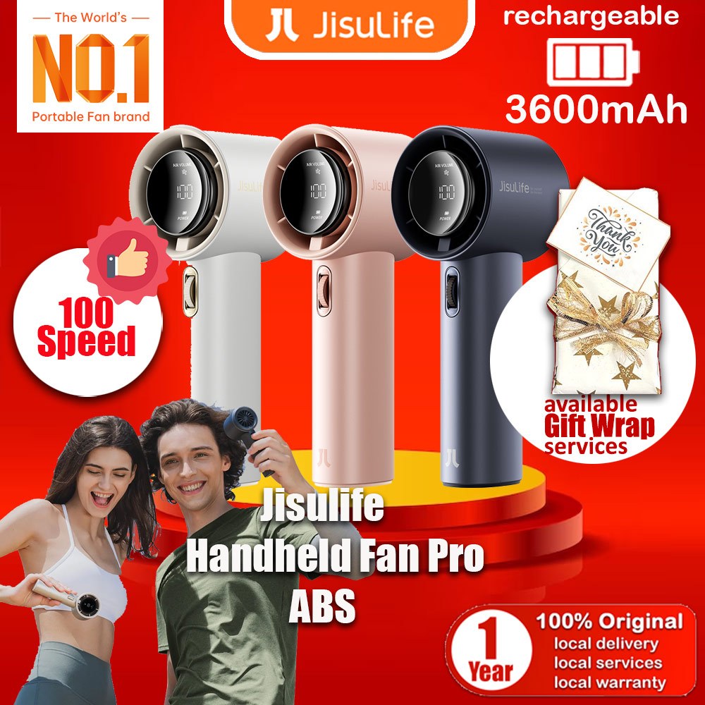 Jisulife Mini Handheld Fan 100 Speed Super Turbo Strong Wind High ...