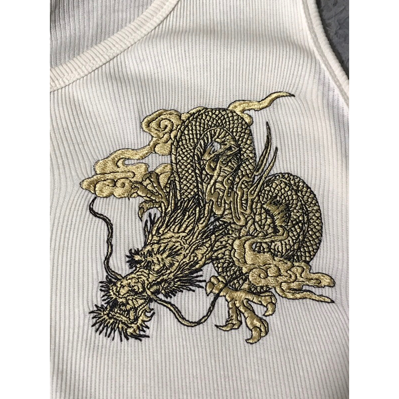 Vintage singlet bullet noise embroidered dragon | Shopee Malaysia
