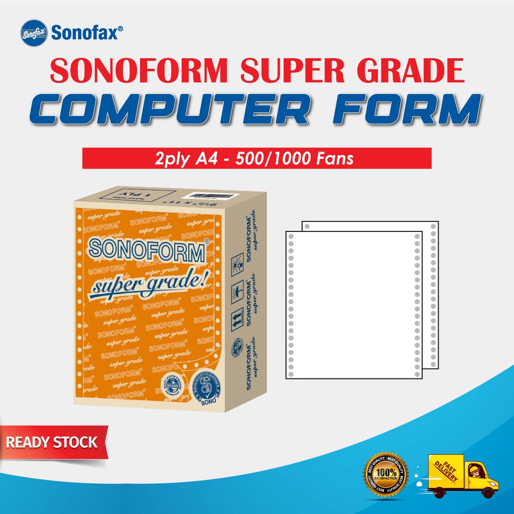 SONOFORM Supergrade Computer Form 2 Ply A4 - NCR BCF Black Image White ...