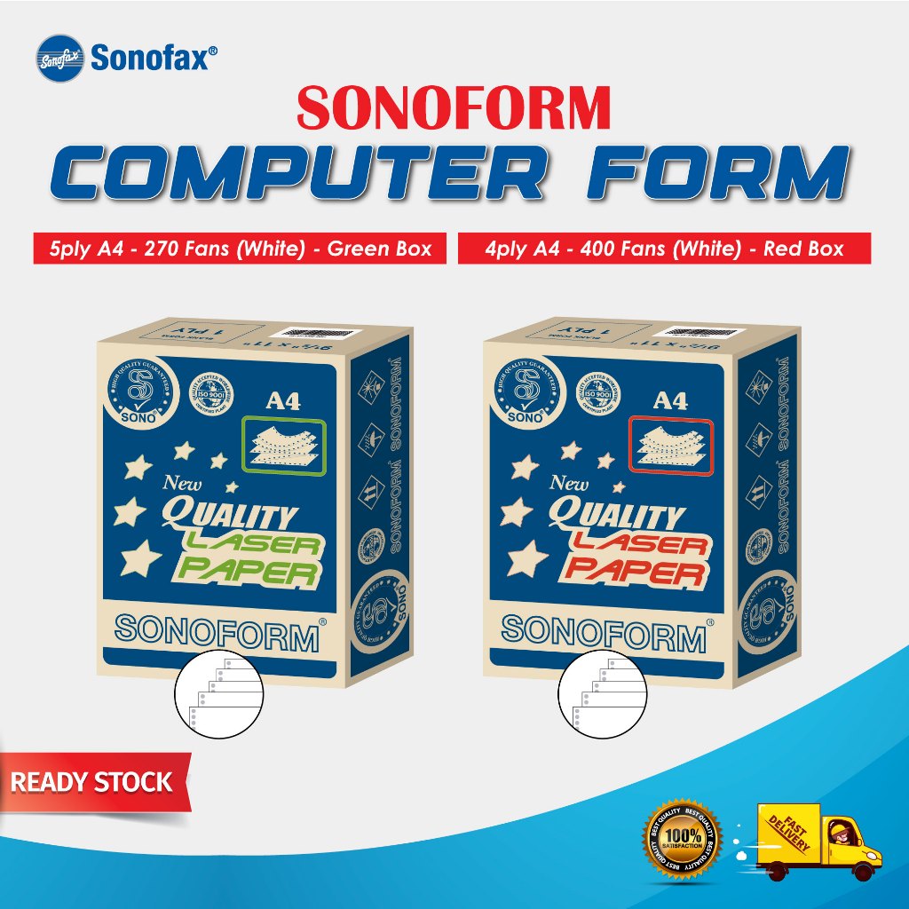 SONOFORM Computer Form 5 Ply A4 - NCR BCF Black Image White Paper (9.5" x 11") | Shopee Malaysia