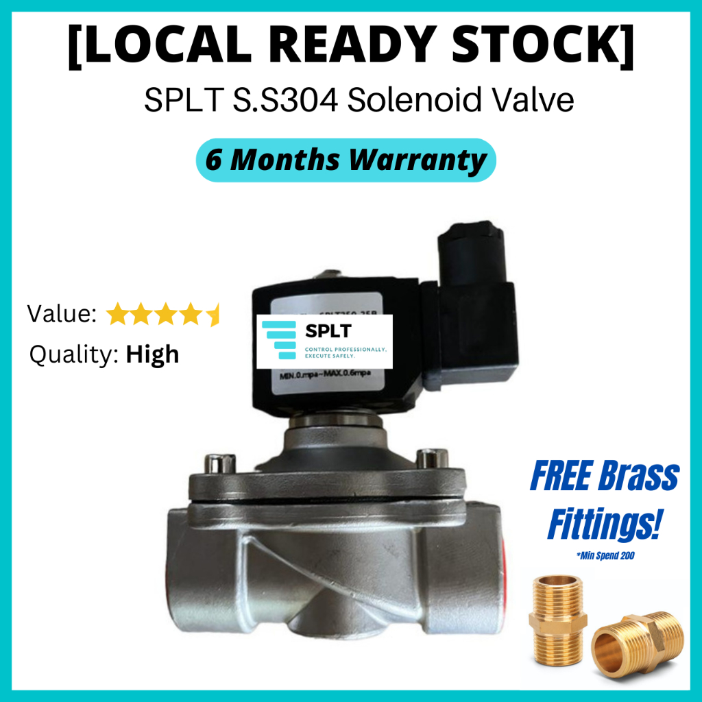 SPLT Electric Stainless Steel 304 Solenoid Valve for Water Air Oil Gas (Normally Closed ...