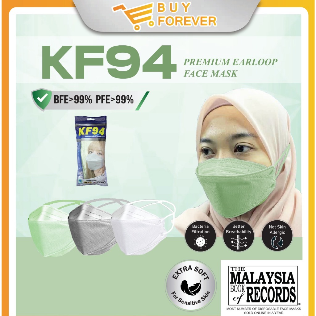 EASYCARE HEADLOOP MASK KF94 4PLY HIJAB MASK Korea Adult KF94 Mask Head ...