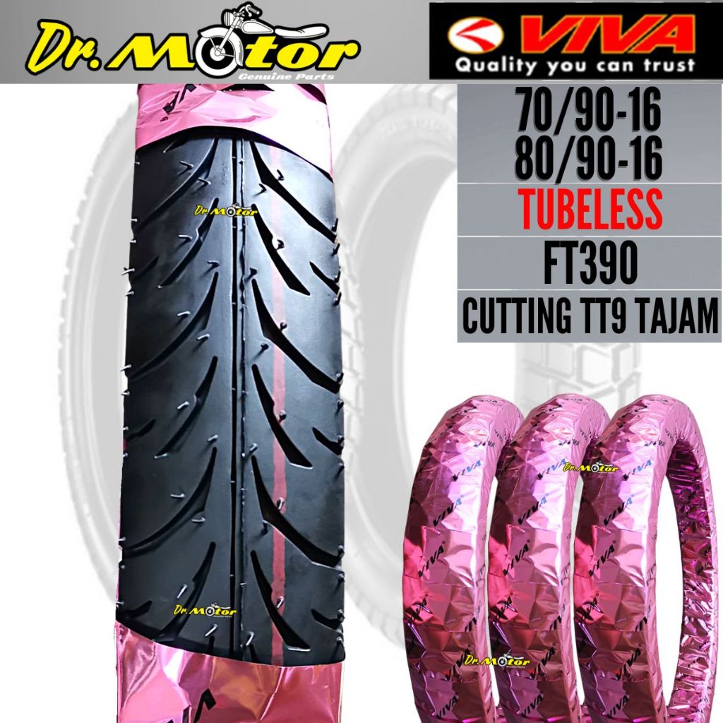 VIVA Tyre 16 Tubeless FT390 70/90-16 80/90-16 Cutting TT9 Tajam Made In ...