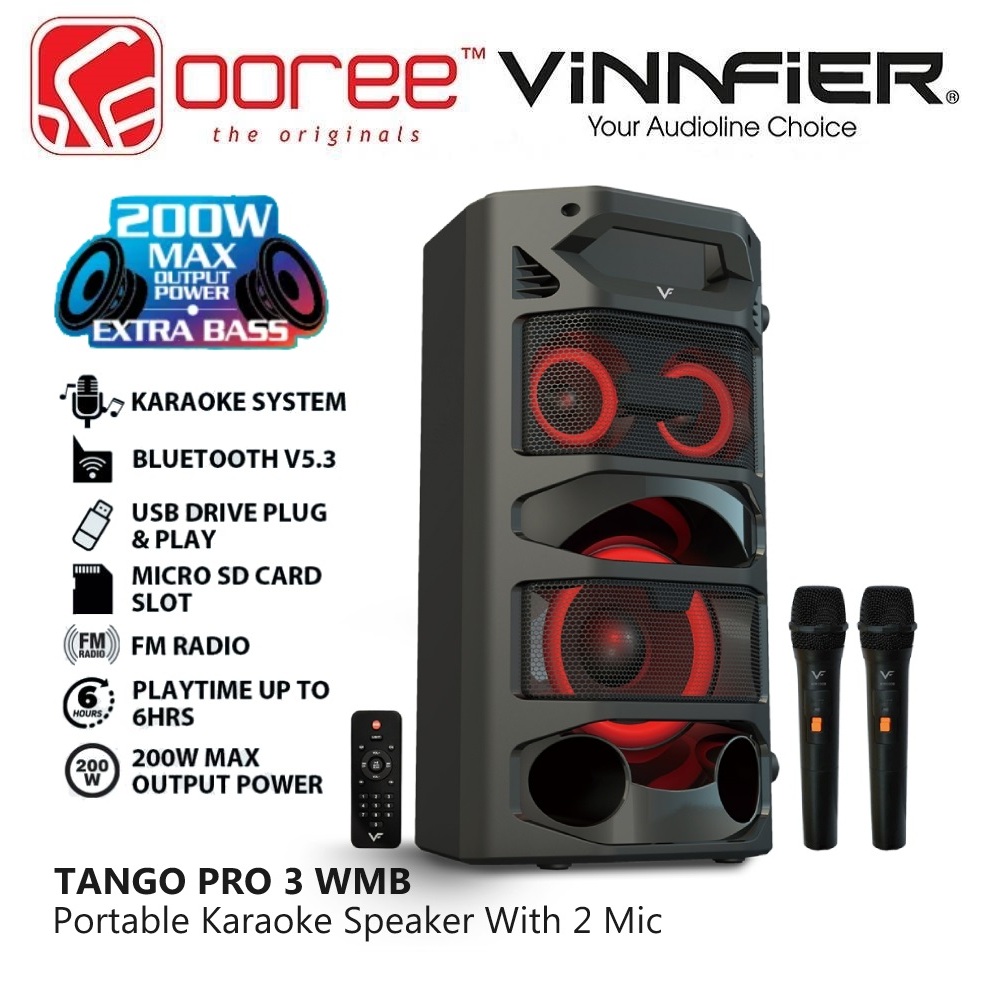 VINNFIER FLIPGEAR TANGO PRO 3 WMB BLUETOOTH PORTABLE KARAOKE SPEAKER WITH, FM RADIO& REMOTE FREE ...