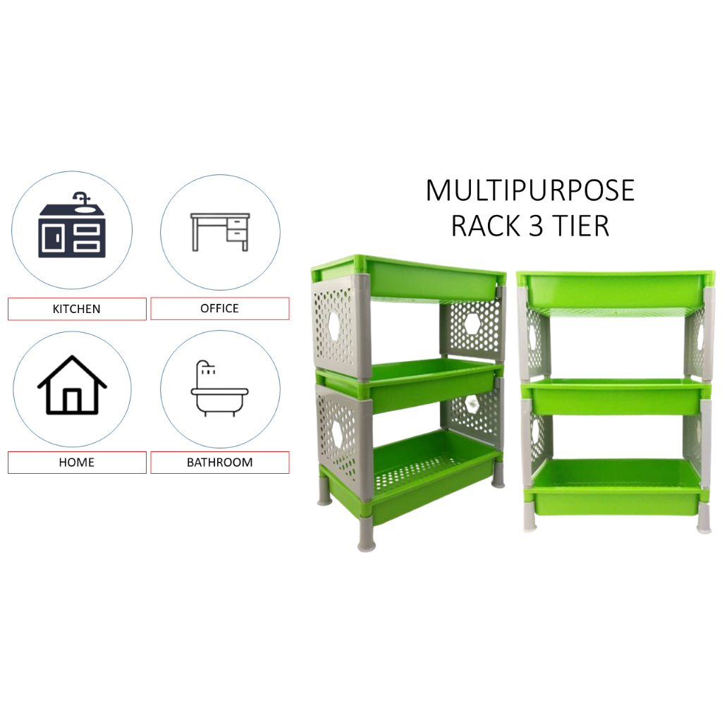 MULTIPURPOSE RACK 3 TIER RAK SERBAGUNA 3 TINGKAT | Shopee Malaysia