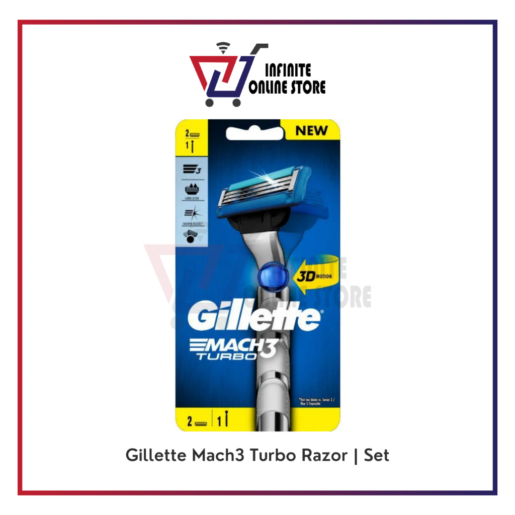 Gillette Mach3 Turbo 3D Motion Razor (1 Handle + 2 Blades) | Shopee ...