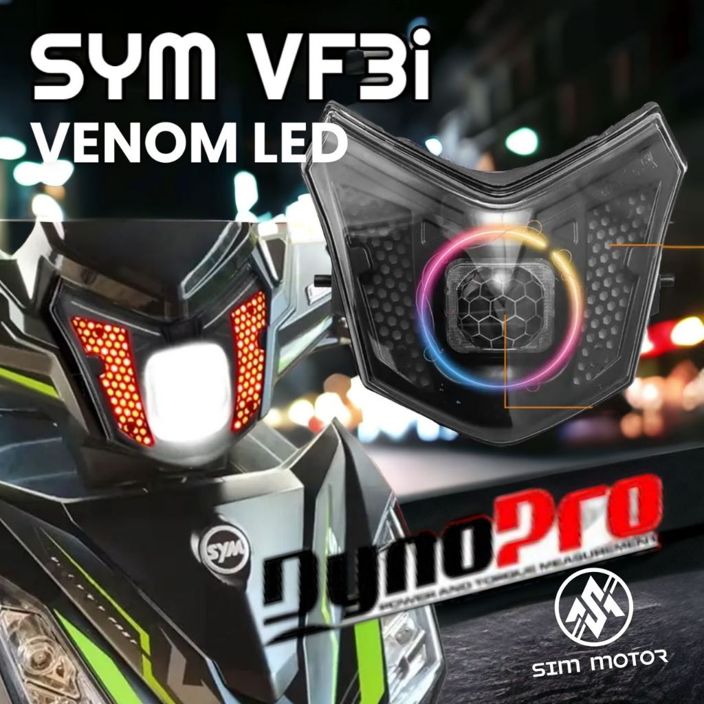 SYM VF3I 185 DYNOPRO VENOM LED HEAD LAMP ORIGINAL LAMPU DEPAN VENOM 6 ...
