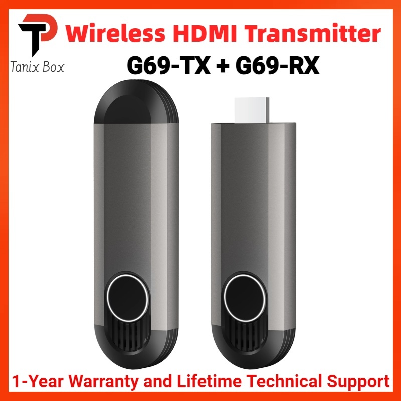 Wireless HDMI Transmitter Receiver 30M G69-TX+G69-RX 2.4G 5G Dual Band WiFi Support Mac OS ...