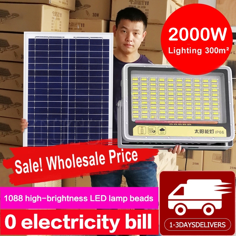 【Ready stock】Lampu Solar 2000W Spotlight Flood Light Bright Outdoor ...