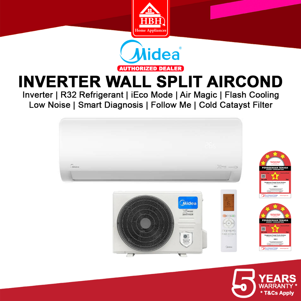 Midea 1.0HP - 2.5HP Xtreme SavE R32 Inverter Air Conditoner MSXS ...