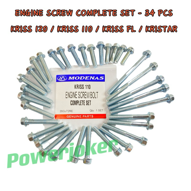KRISS 120 110 KRISS FL KRISTAR KRISS 1 , 2 (34 PCS/1 SET) ENGINE SCREW ...