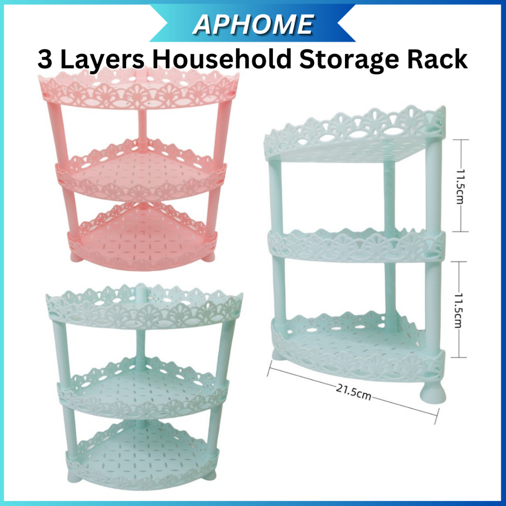 APHOME 3 Layers Household Storage Rack Trolley Tripod Kitchen Sundries ...