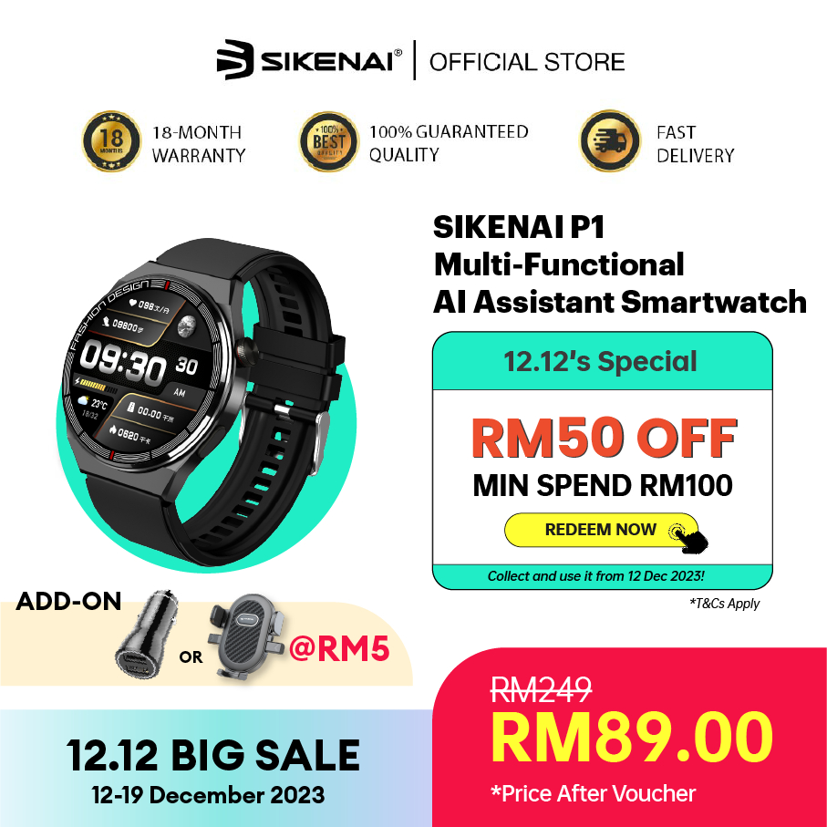 SIKENAI P1 Multi-Functional Touch Operation AI Assistant Smartwatch ...
