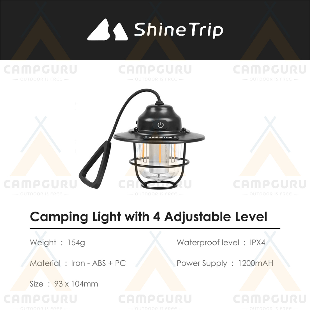 ShineTrip x CAMPGURU Retro Camping Lamp with 4 Adjustable Modes A473 ...